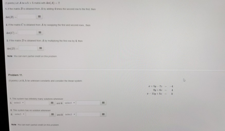 Solved (3 points) Let A be a 5 x 5 matrix with det (A) 1. If | Chegg.com