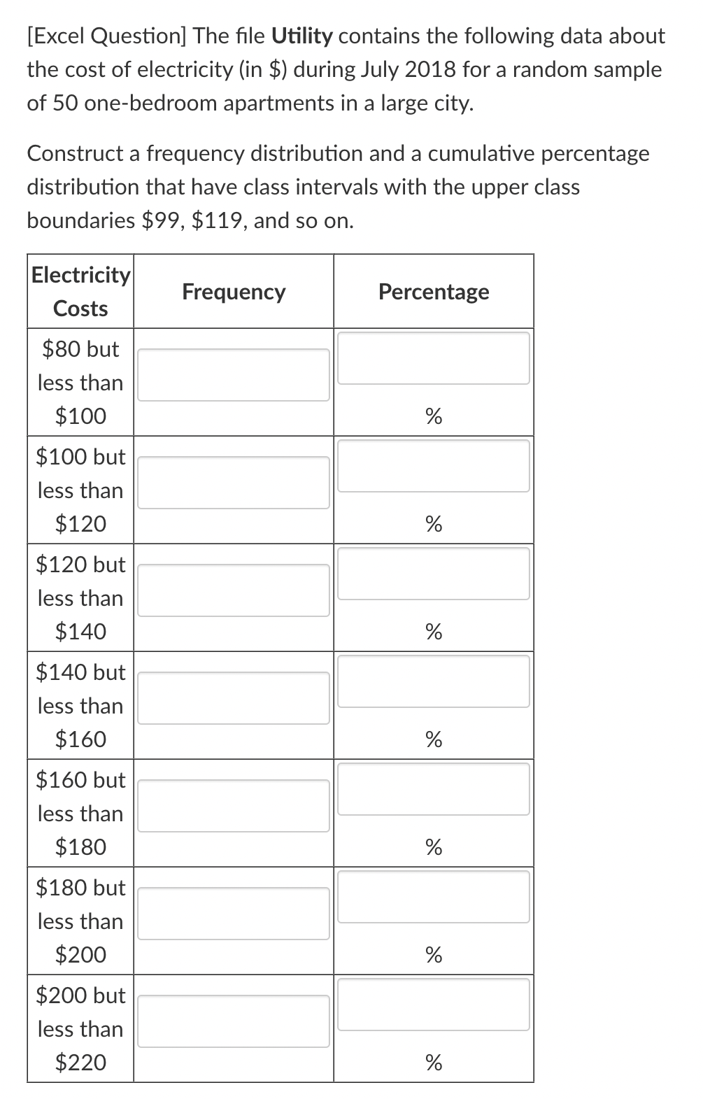 Solved [Excel Question] The file Utility contains the | Chegg.com
