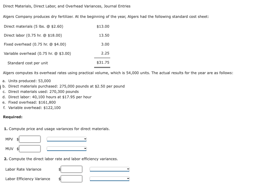 Solved Direct Materials, Direct Labor, and Overhead | Chegg.com
