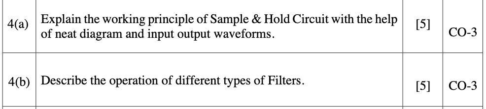 Solved 4(a) Explain the working principle of Sample & Hold | Chegg.com