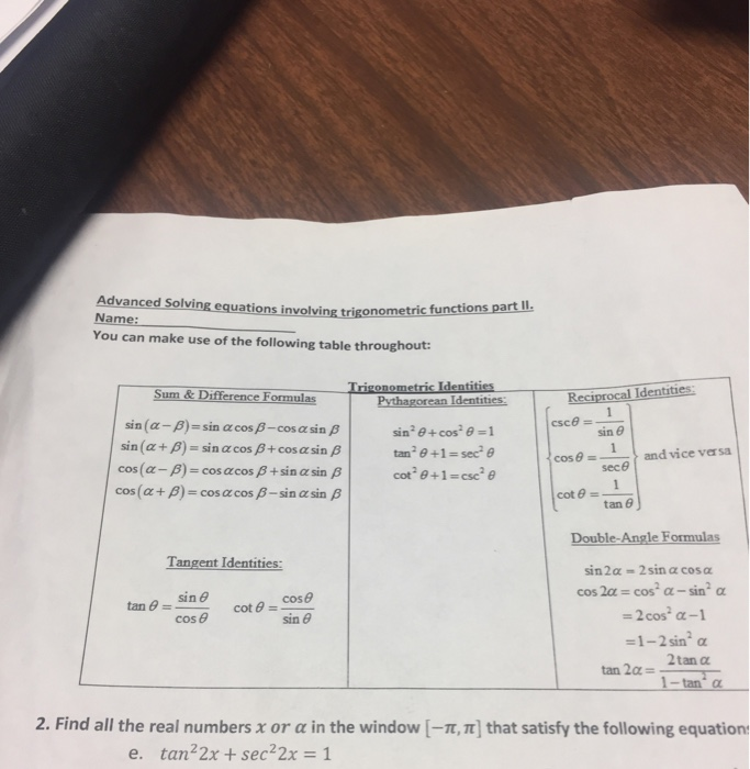 Solved Advanced Solving equations involving trigonometric | Chegg.com