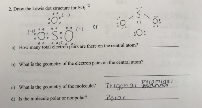 Solved -2 2. Draw the Lewis dot structure for SO o (-i) :0 | Chegg.com