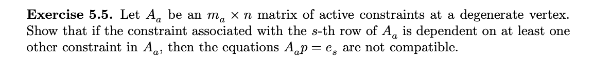 Solved Exercise 5.5. Let Aa be an ma×n matrix of active | Chegg.com