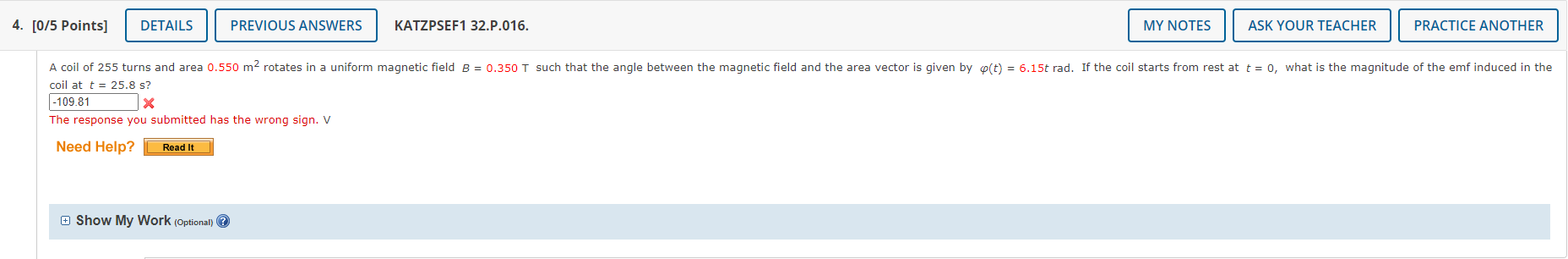 Solved coil at t=25.8 s ? x The response you submitted has | Chegg.com
