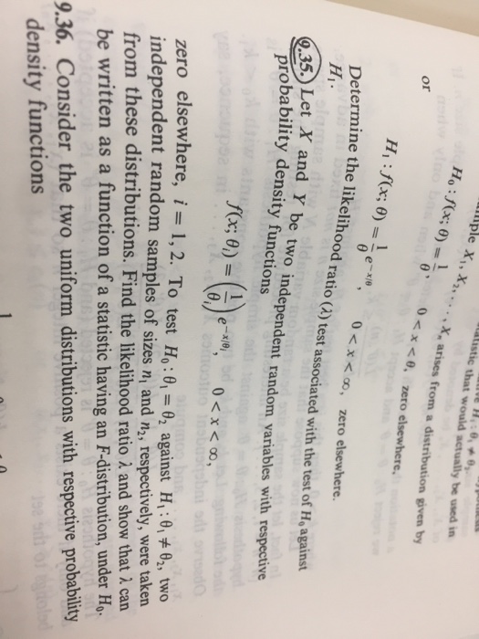 Solved umple x, , x, at would actually be used in Ha : f(x; | Chegg.com