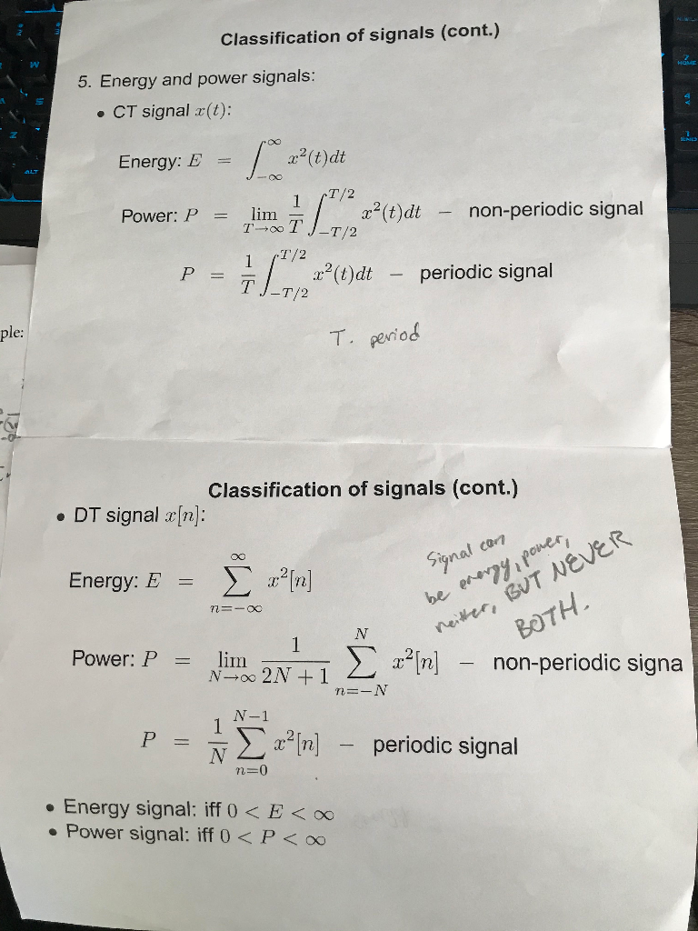 Solved Classification of signals (cont.) HOME 5. Energy and | Chegg.com
