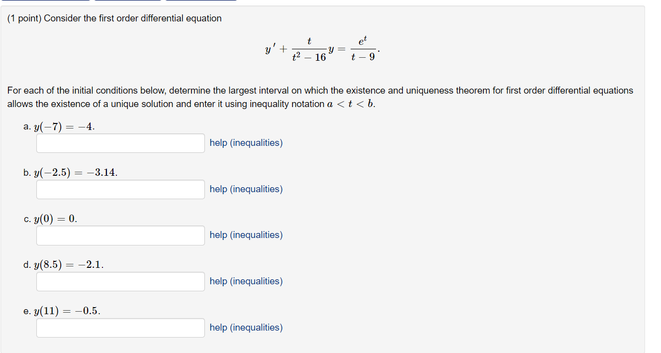 Solved (1 point) Consider the first order differential | Chegg.com