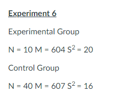 Solved For each of the following six experiments decide if | Chegg.com