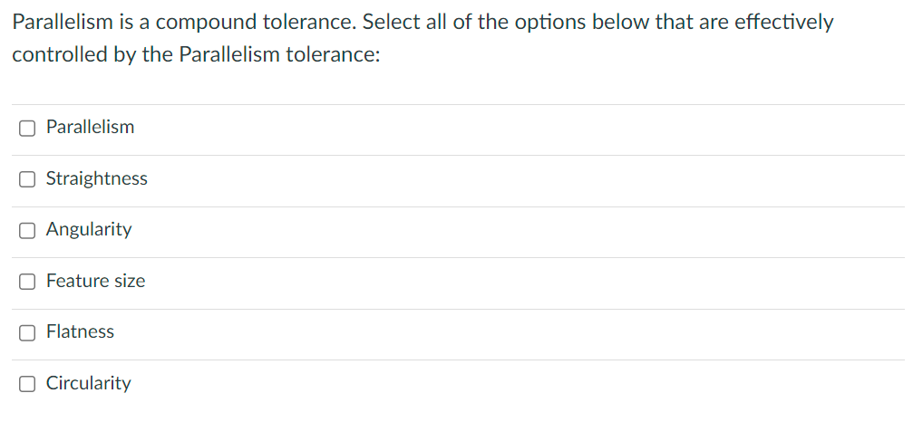 Parallelism is a compound tolerance. Select all of | Chegg.com