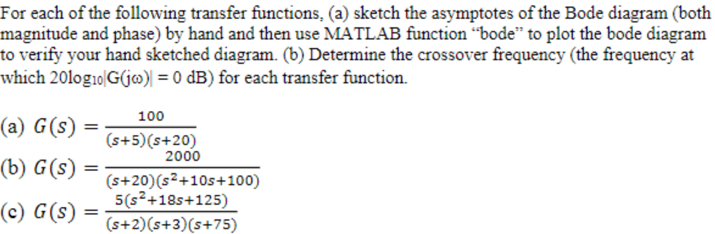 Solved For each of the following transfer functions, (a) | Chegg.com