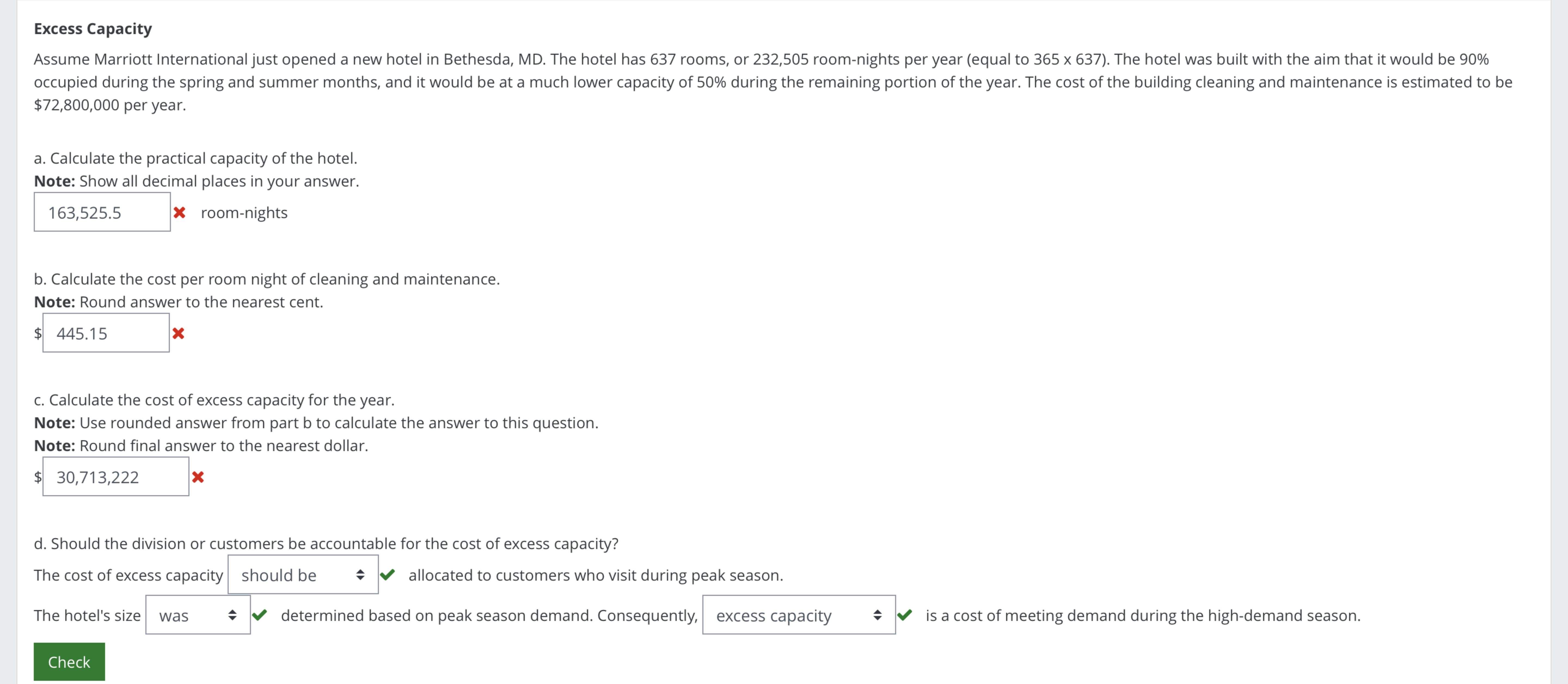 Solved Excess Capacity$72,800,000 ﻿per year.a. ﻿Calculate | Chegg.com