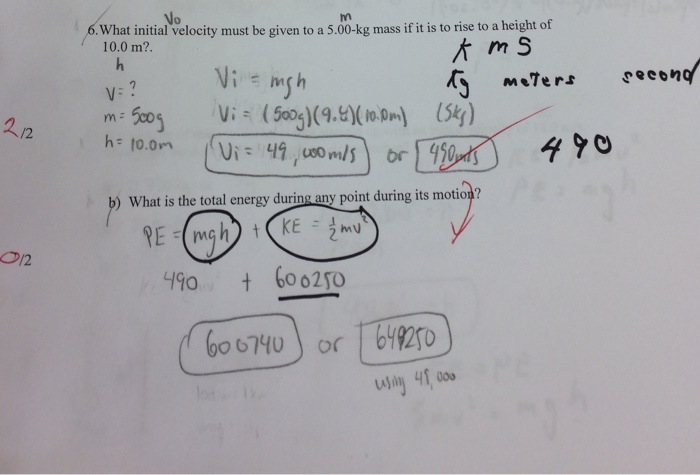 Solved What initial velocity must be given to a 5.00-kg mass | Chegg.com