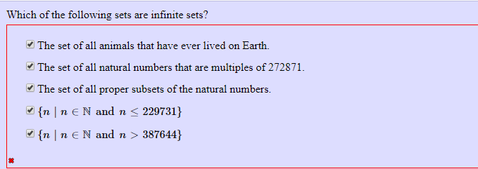 Solved Which of the following sets are infinite sets? The | Chegg.com