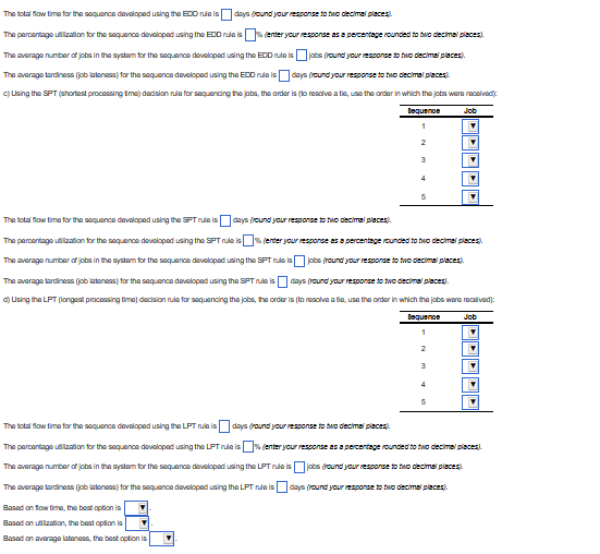 The total flow time far the sequence downlaped using | Chegg.com
