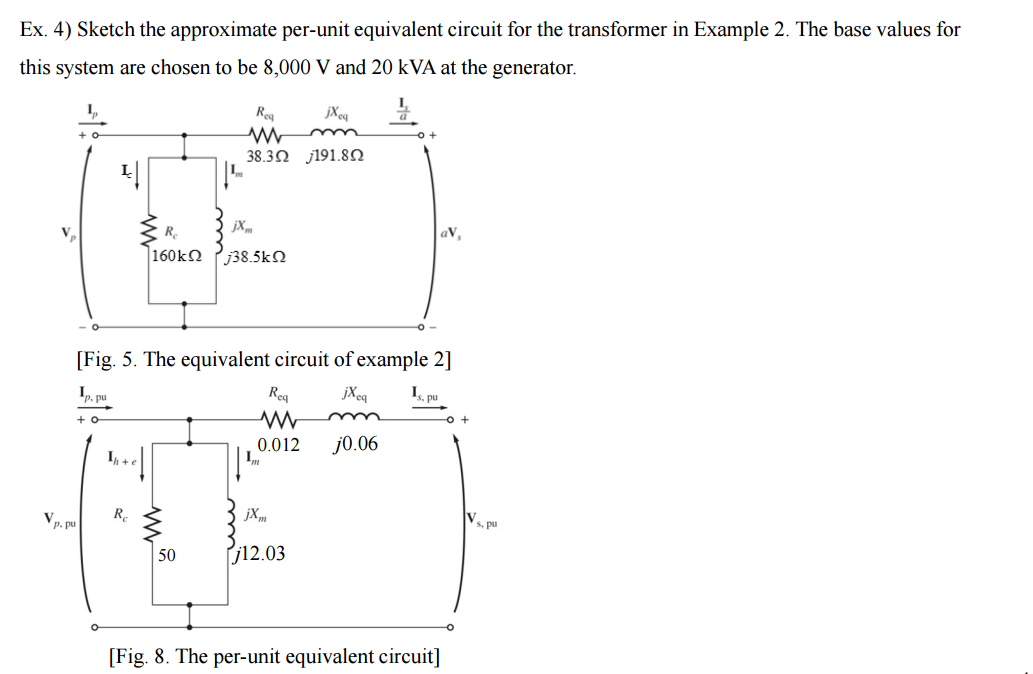 Solved Ex. 4) Sketch the approximate per-unit equivalent | Chegg.com
