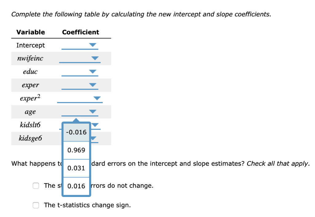 Solved Complete the following table by calculating the new | Chegg.com