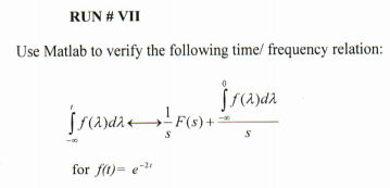 Solved RUN # VII Use Matlab to verify the following time/ | Chegg.com