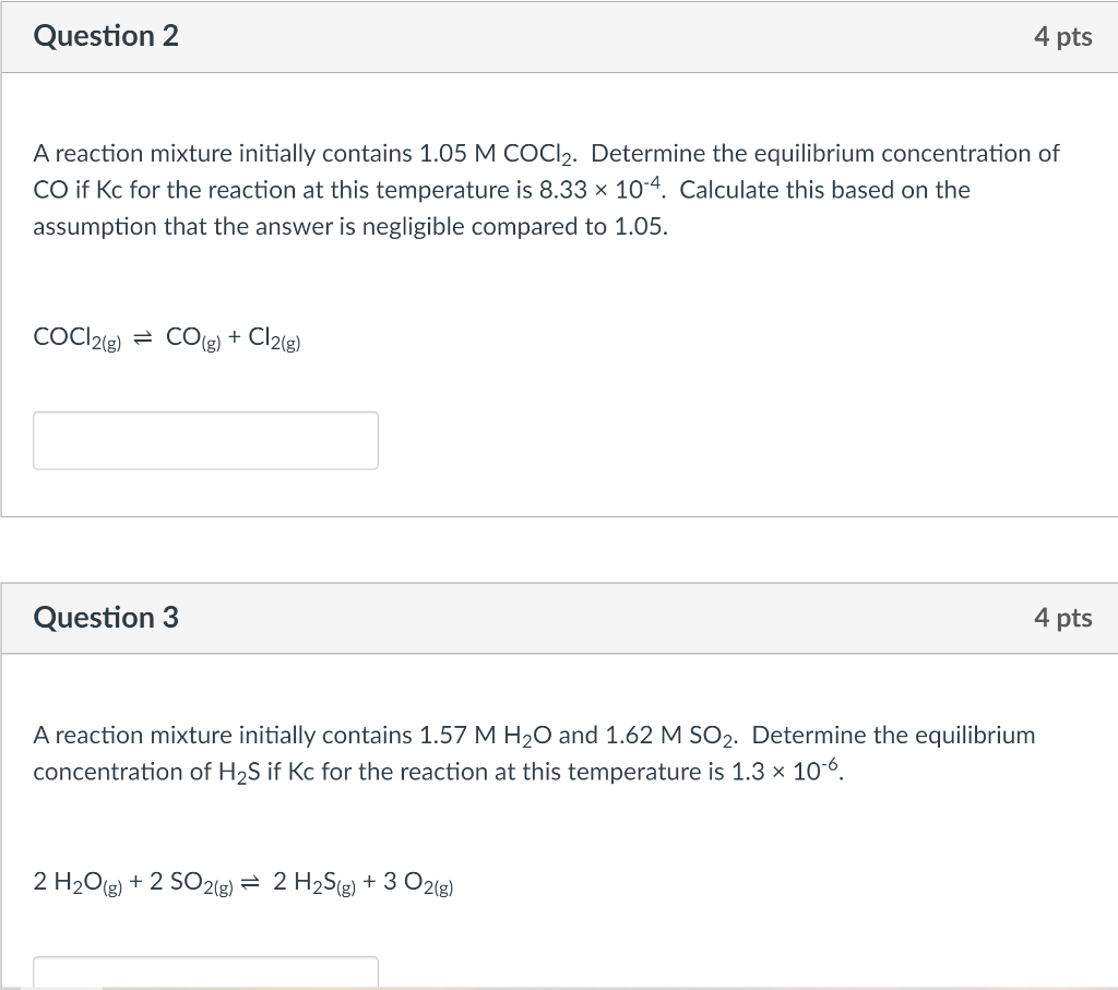 Solved Question 2 4 pts A reaction mixture initially | Chegg.com
