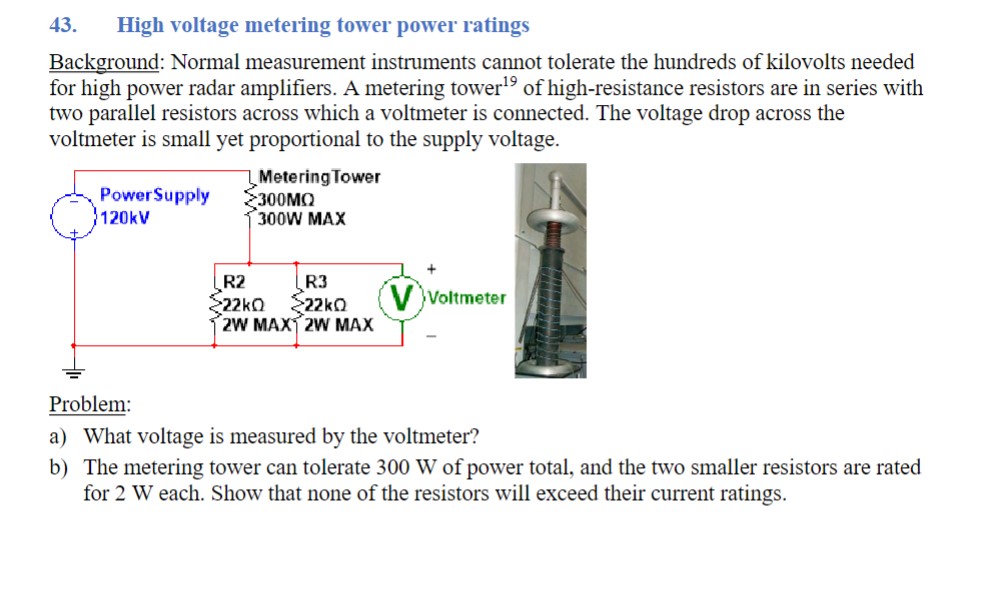 Solved High voltage metering tower power ratingBackground: | Chegg.com