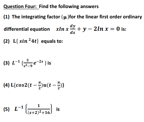 Solved Find the following answers (6 marks) (1) The | Chegg.com