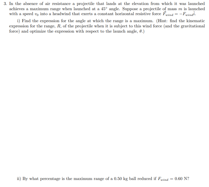 Solved In ﻿the absence of ﻿air resistance a projectile that | Chegg.com