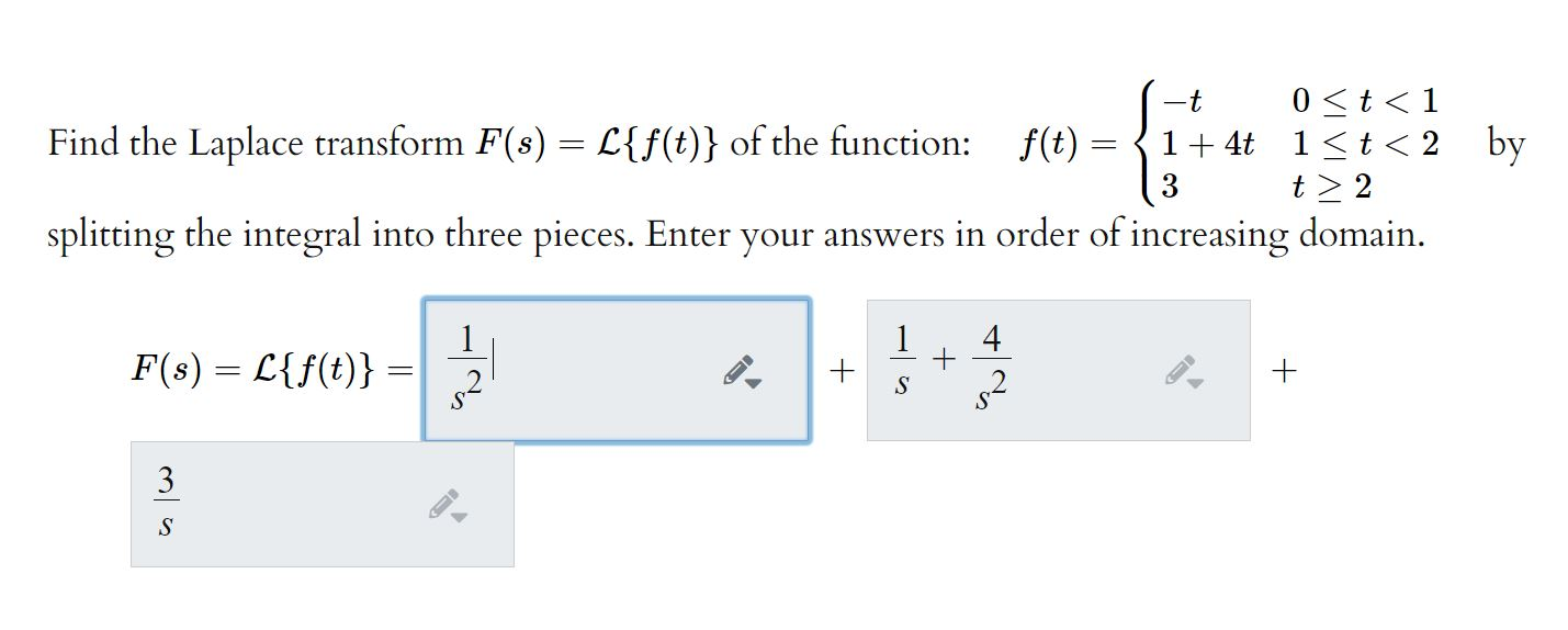 Solved -t = 0 2 splitting the integral into three pieces. | Chegg.com