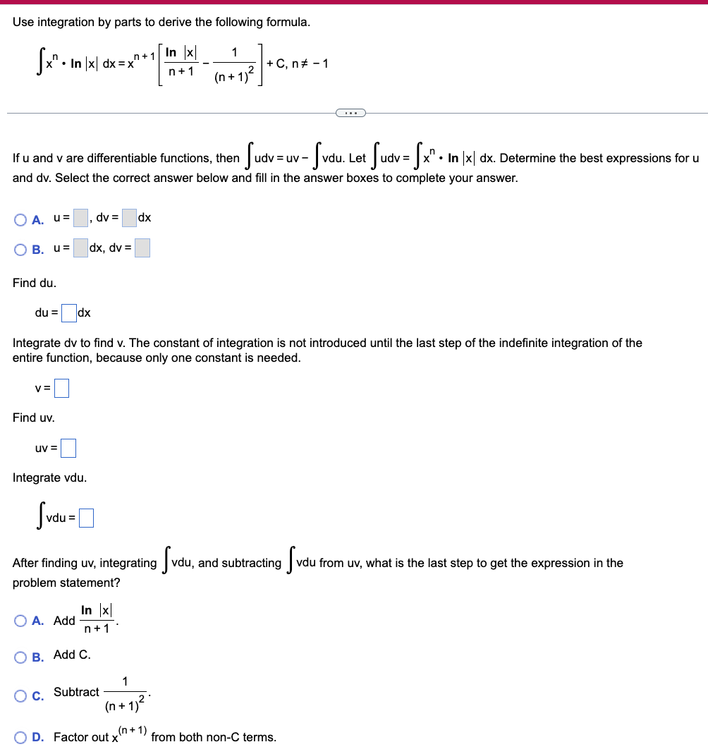 Solved Use integration by parts to derive the following | Chegg.com