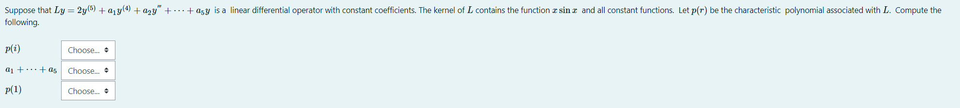 Solved following. p(i) a1+⋯+a5 p(1) | Chegg.com