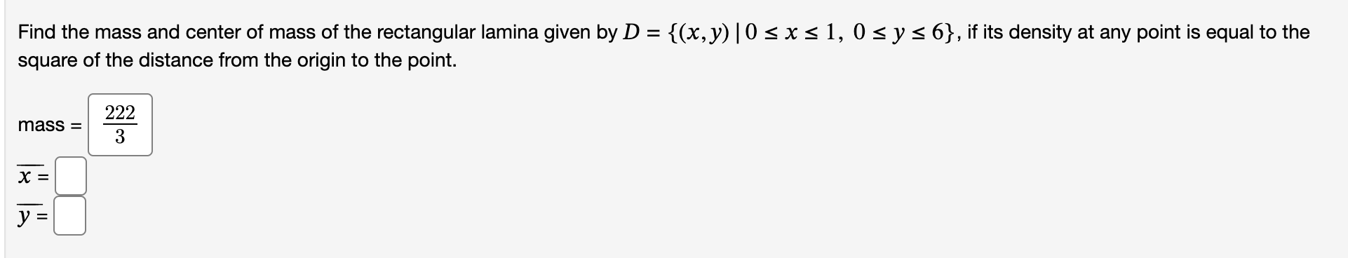 Solved Find the mass and center of mass of the rectangular | Chegg.com