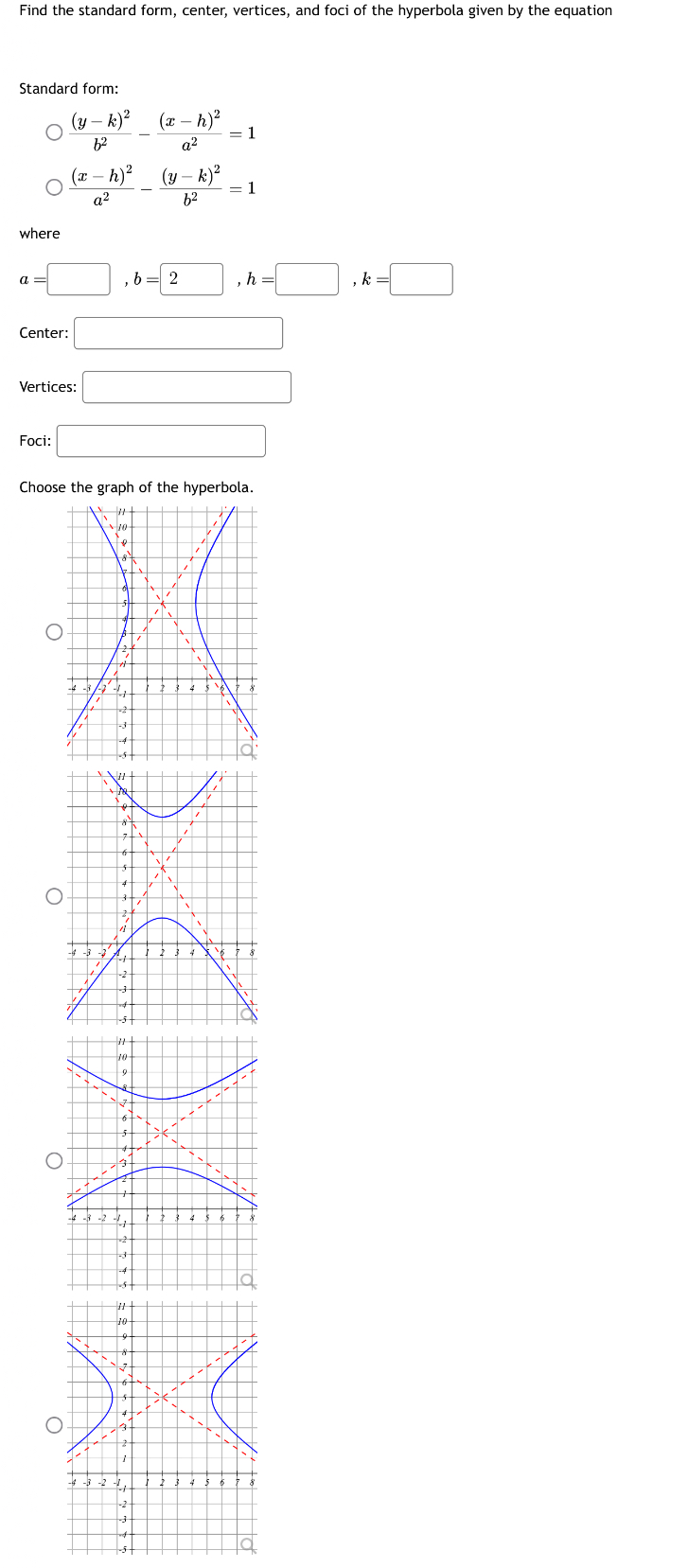 Find the standard form, center, vertices, and foci of | Chegg.com