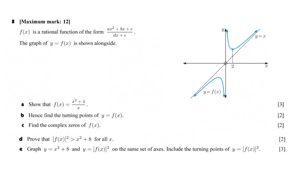 Solved 8 [Maximum mark: 12] f(x) is a rational function of | Chegg.com