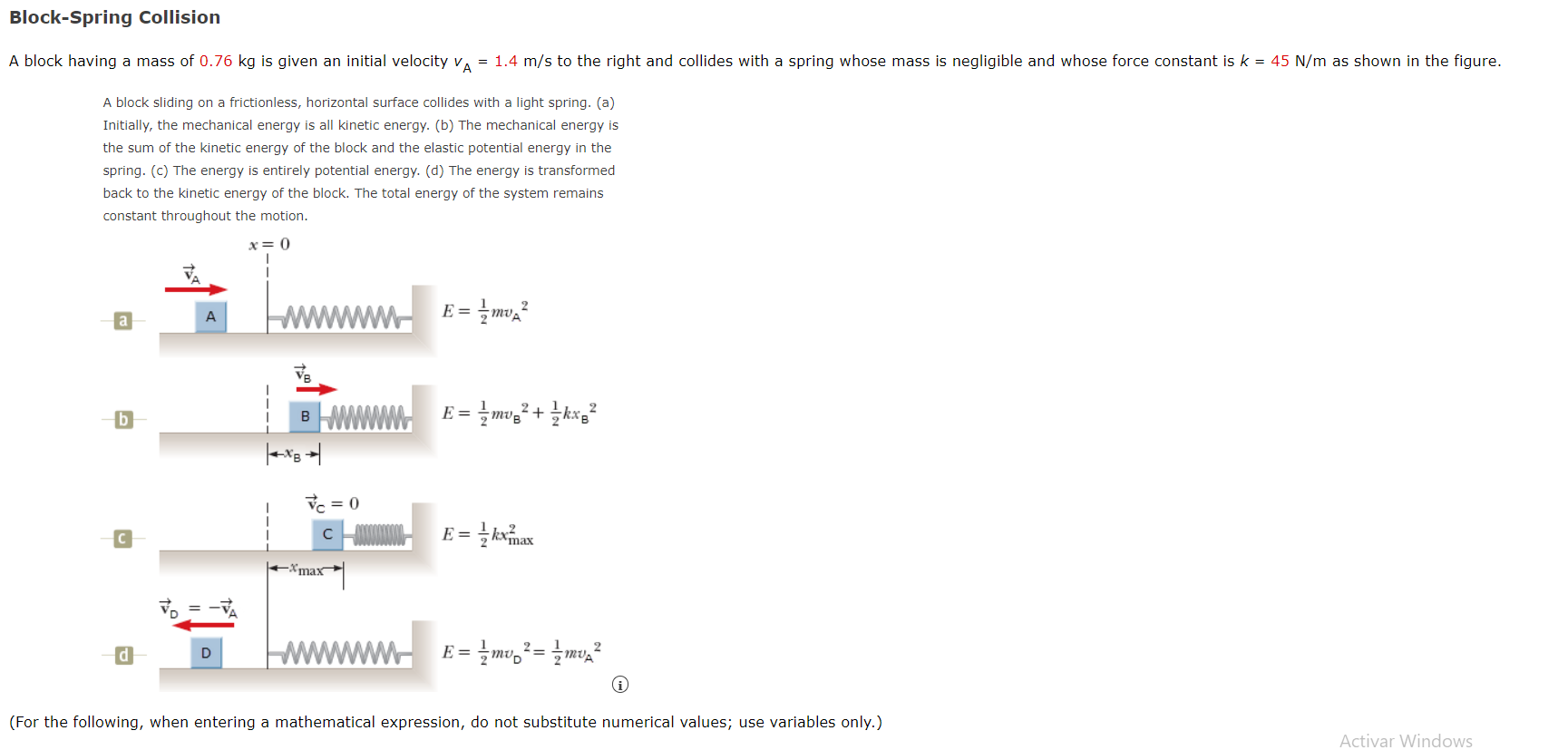 Solved A block sliding on a frictionless, horizontal surface | Chegg.com