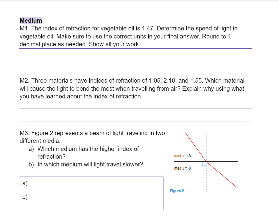 Solved Easy E1. What is the index of refraction (n) if the | Chegg.com