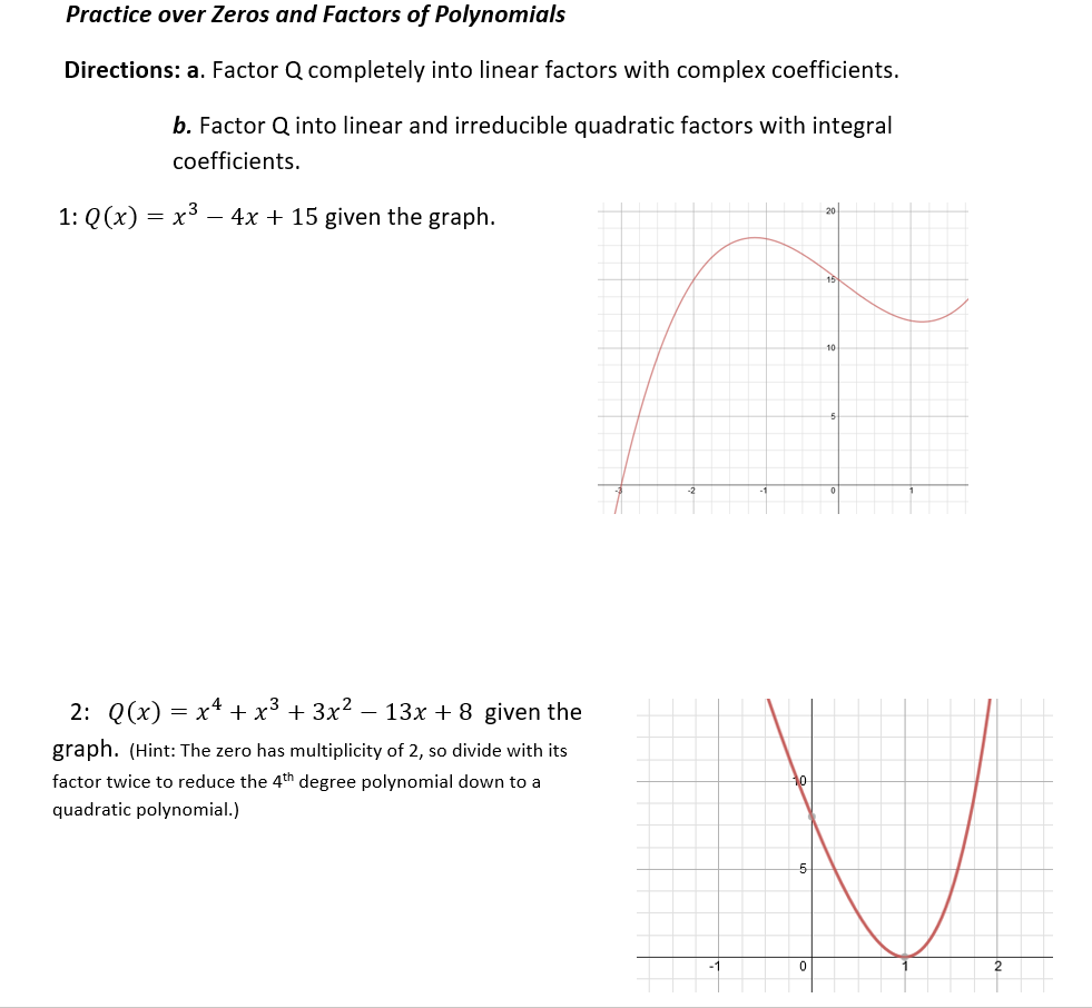 Solved Practice over Zeros and Factors of Polynomials | Chegg.com