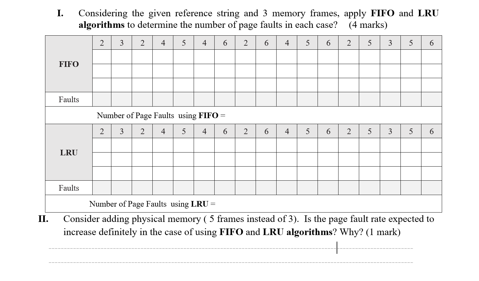 Solved I. Considering the given reference string and 3 | Chegg.com