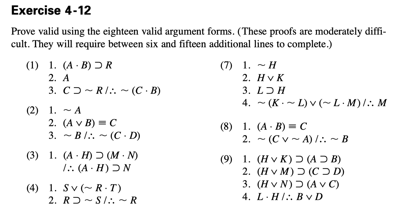 Solved Exercise 4 12 Prove Valid Using The Eighteen Valid