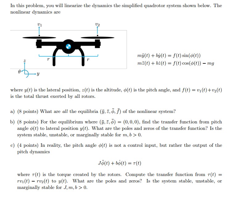 In ﻿this problem, you will linearize the dynamics the | Chegg.com