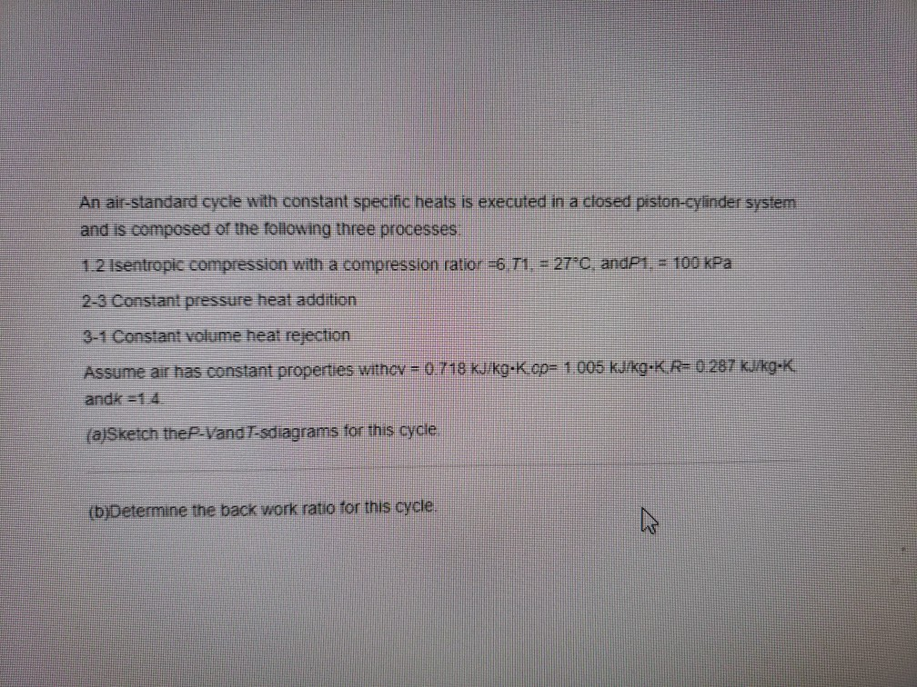 Solved An air-standard cycle with constant specific heats is | Chegg.com