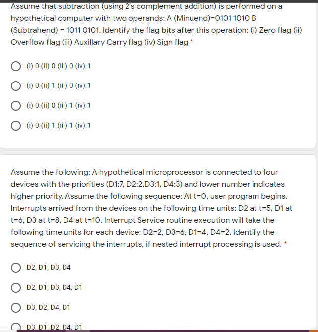 Solved Assume that subtraction (using 2's complement | Chegg.com