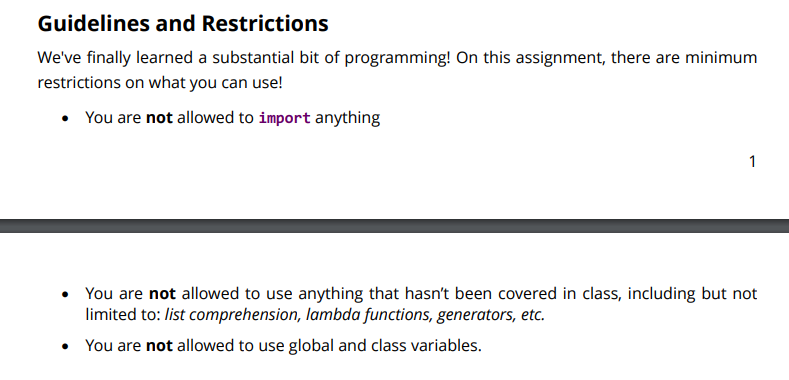 Solved I provided the restrictions and directions for the | Chegg.com