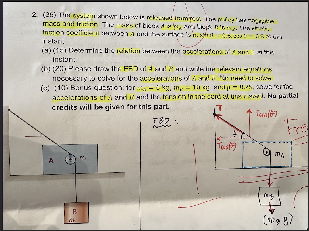 Solved (35) ﻿The system shown below is released from rest. | Chegg.com
