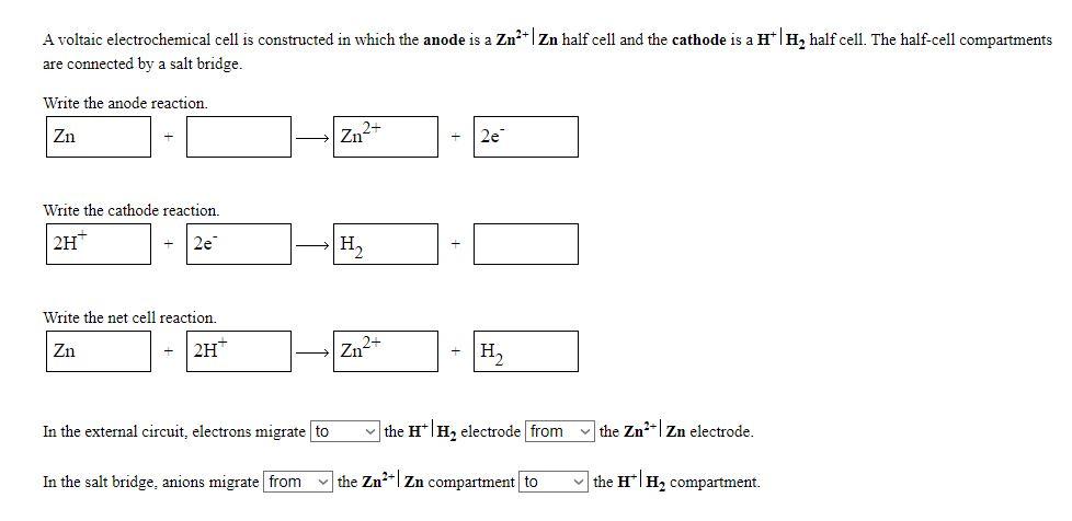 Solved A voltaic electrochemical cell is constructed in | Chegg.com