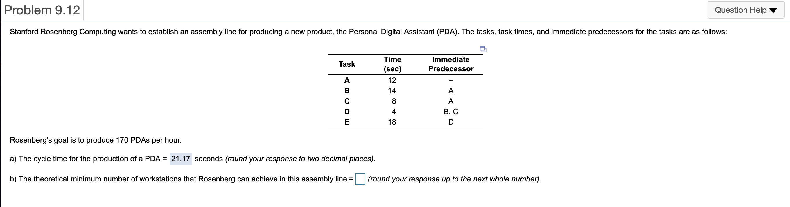 Solved Problem 9.12 Question Help Stanford Rosenberg | Chegg.com