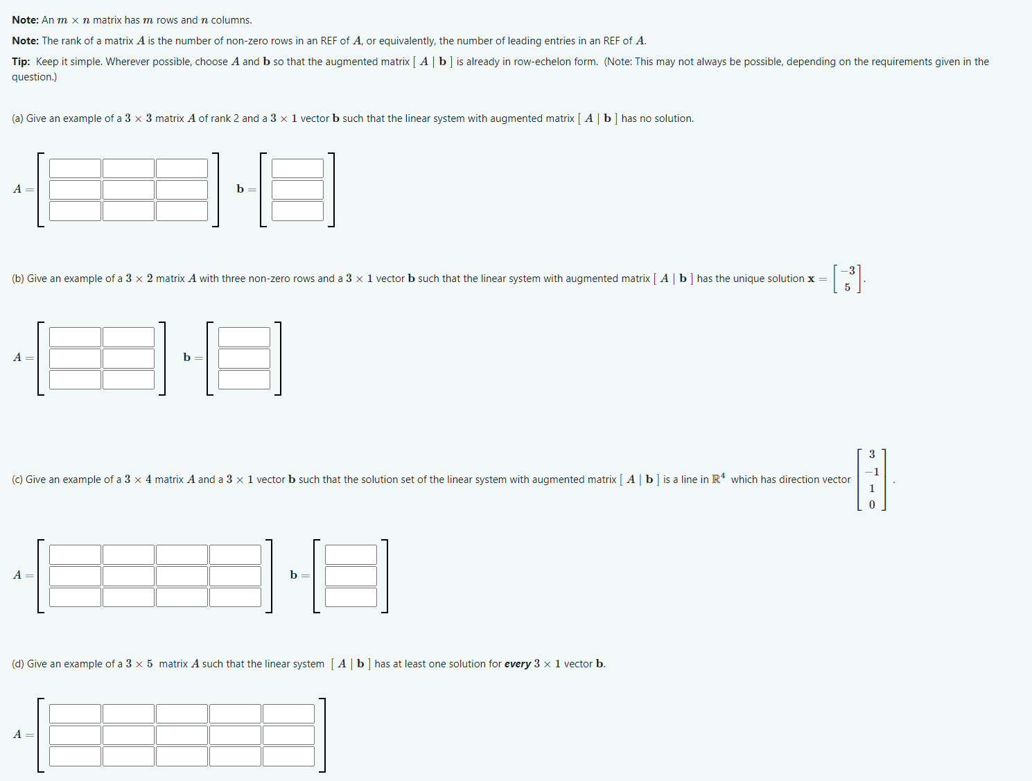 Solved Note: An m×n ﻿matrix has m ﻿rows and n ﻿columns.Note: | Chegg.com