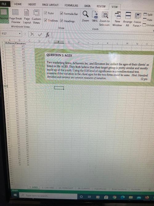 Solved FILE HOME INSERT PAGE LAYOUT FORMULAS DATA REVIEW | Chegg.com