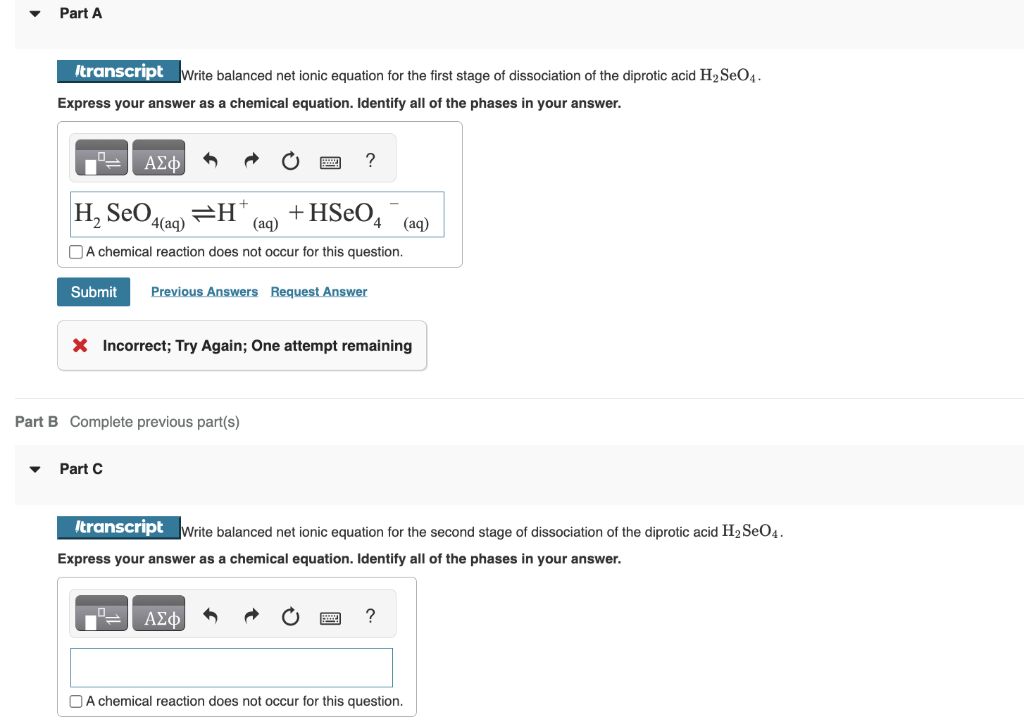 Solved Nrite balanced net ionic equation for the first stage | Chegg.com