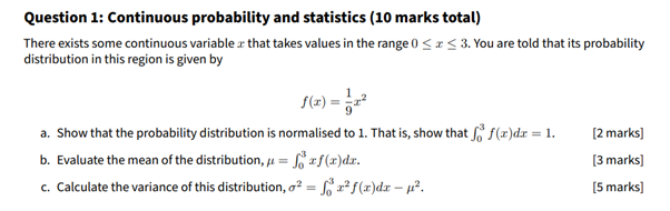 Solved Question 1: Continuous probability and statistics ( | Chegg.com