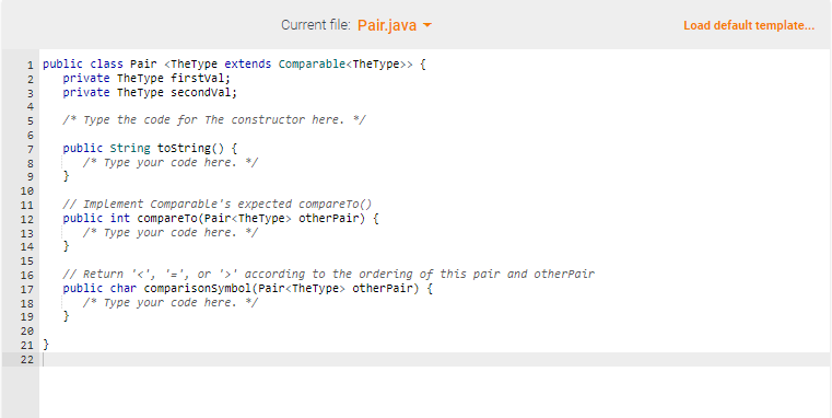 Solved Complete Pair.java by defining the following | Chegg.com