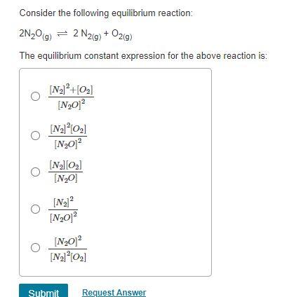 Solved Consider the following equilibrium reaction: 2 | Chegg.com