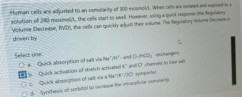 Solved Human cells are adjusted to an osmolarity of 300 | Chegg.com